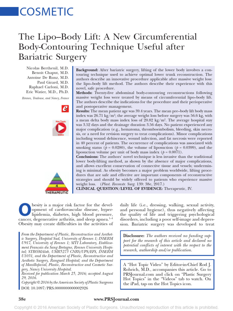 The Lipo Body Lift A New Circumferential.16 | PDF