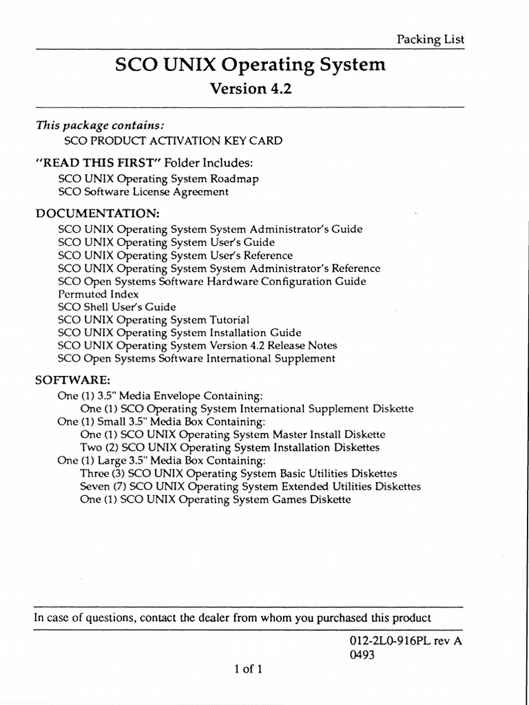SCO Packing List 199304 | PDF