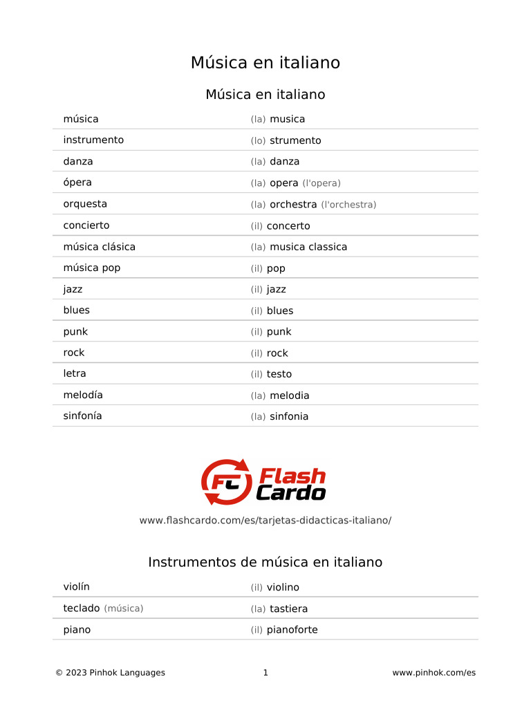 Musica en Italiano | PDF | Bailes | Las artes escénicas