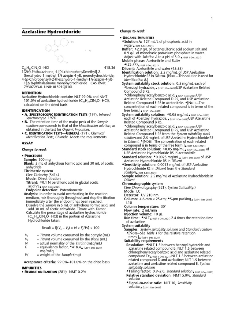 Azelastine Hydrochloride | PDF