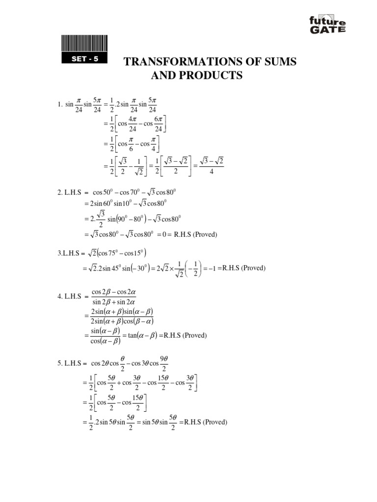 Transformation of Sums and Products (Solution) | PDF