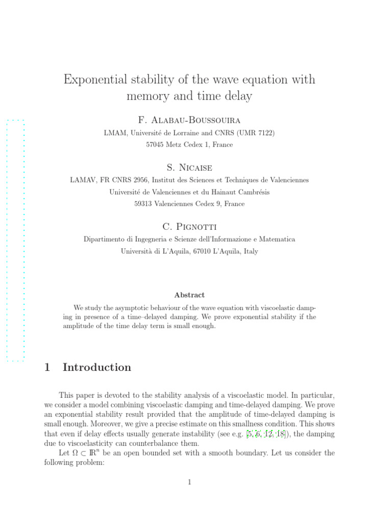 Exponential Stability of The Wave Equation With Memory and Time Delay | PDF