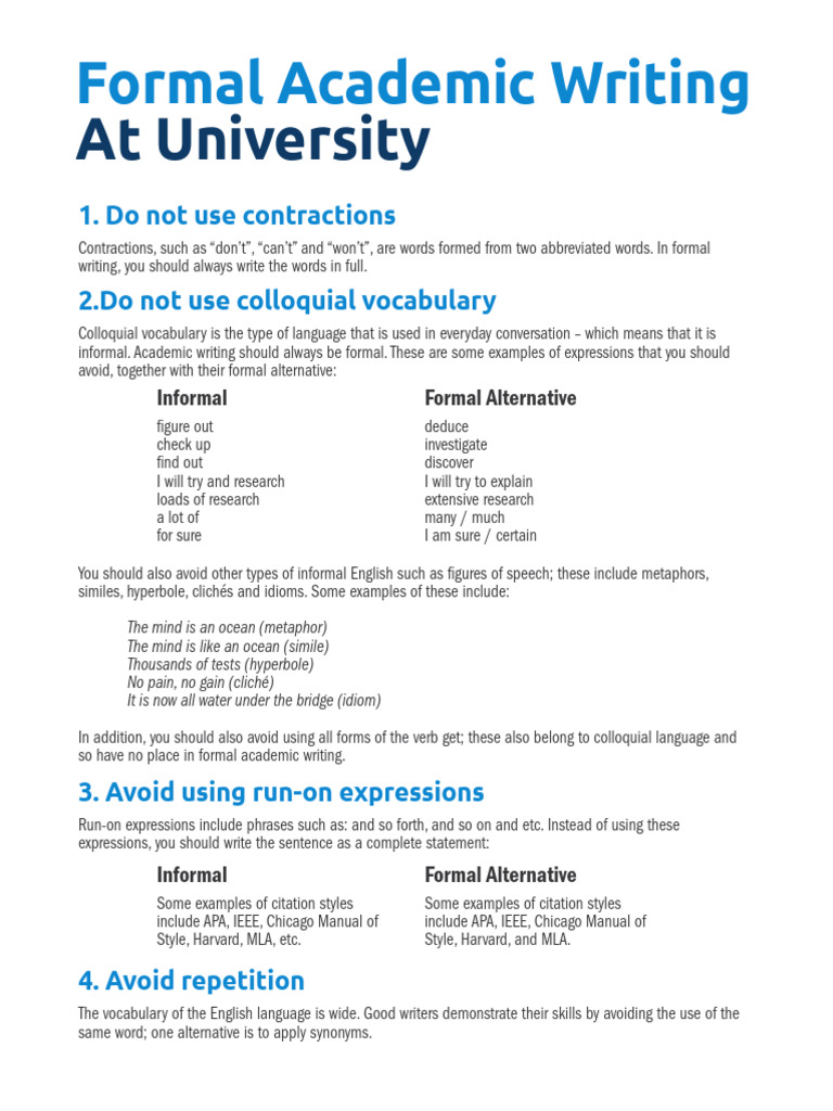 Formal Academic Writing at University | PDF