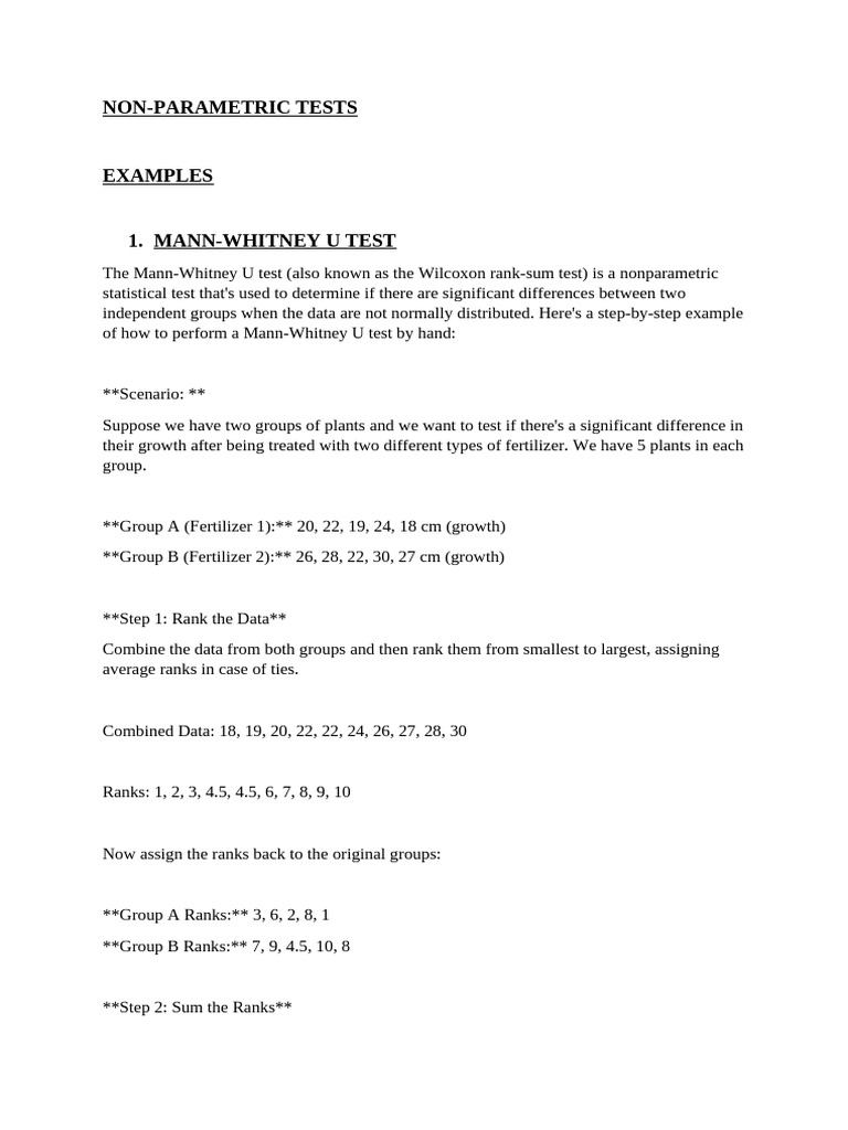 Non-Parametric Tests Examples Grp18 | PDF