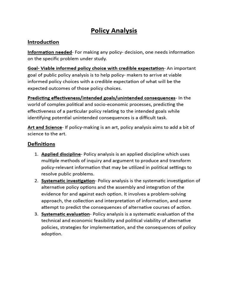 Policy Analysis PDF Note | PDF