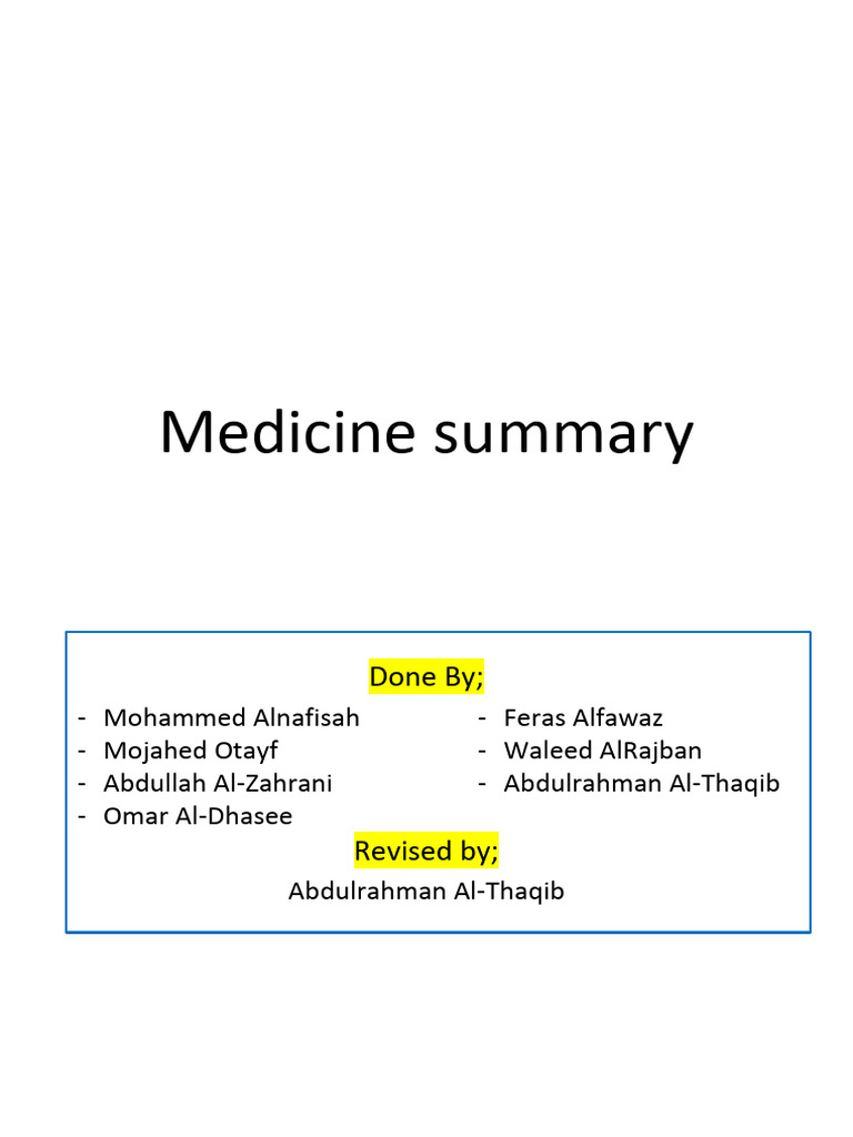 Medicine Summary | PDF | Myocardial Infarction | Pneumonia