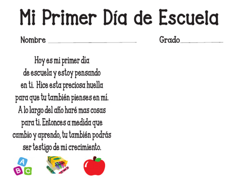 Mi Primer Dia de Escuela | PDF