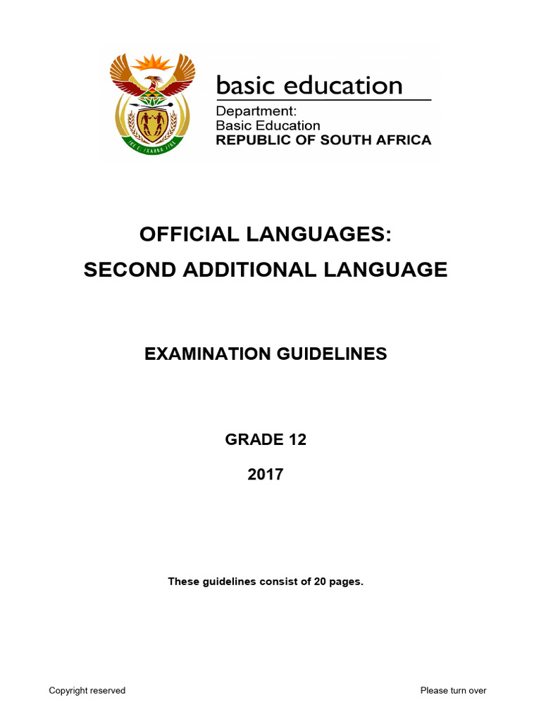 Languages AMENDED SAL GR 12 Exam Guidelines 2017 | PDF