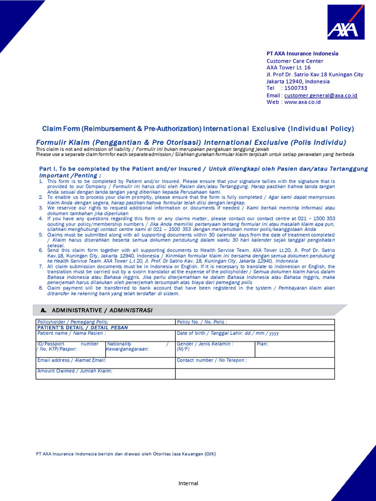 AXA International Exclusive Claim Form | PDF | Medical Diagnosis ...