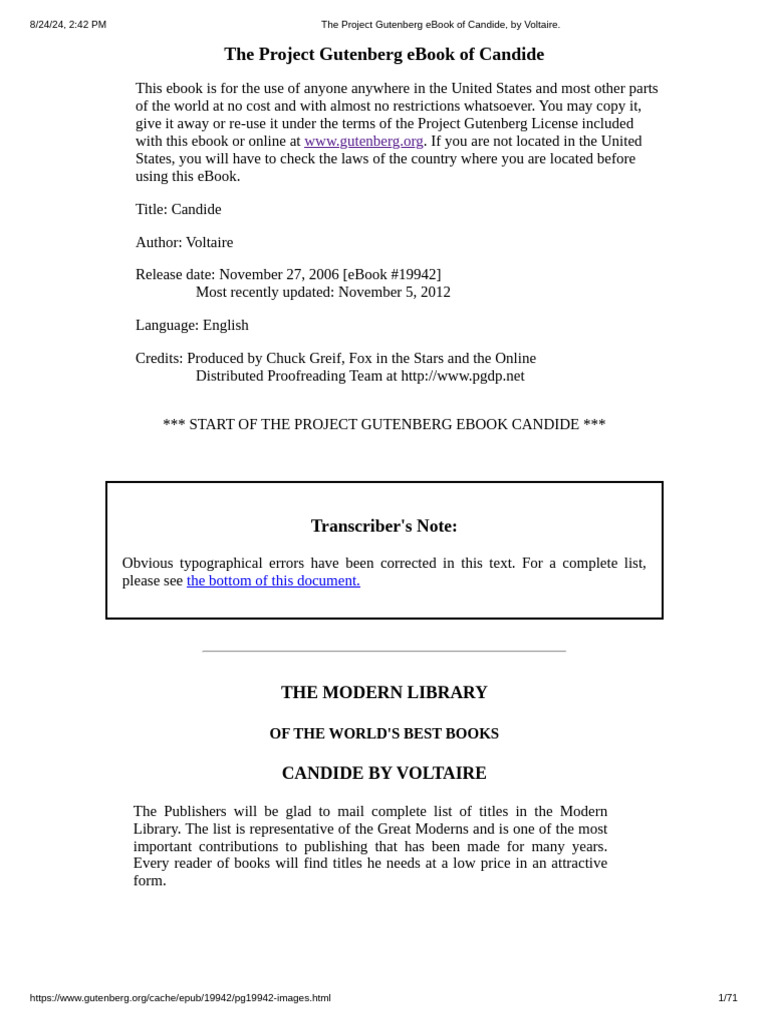 Candide By Voltaire Pdf