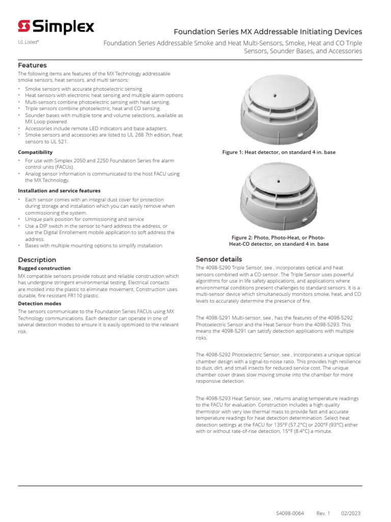 Foundation Series Addressable Smoke and Heat Multi-Sensors, Smoke, Heat ...