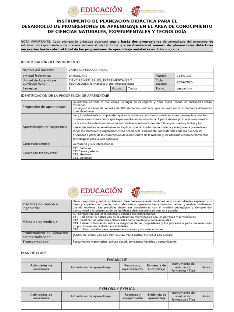 DGETI-Instrumento Planeación Didáctica CNEyT | PDF