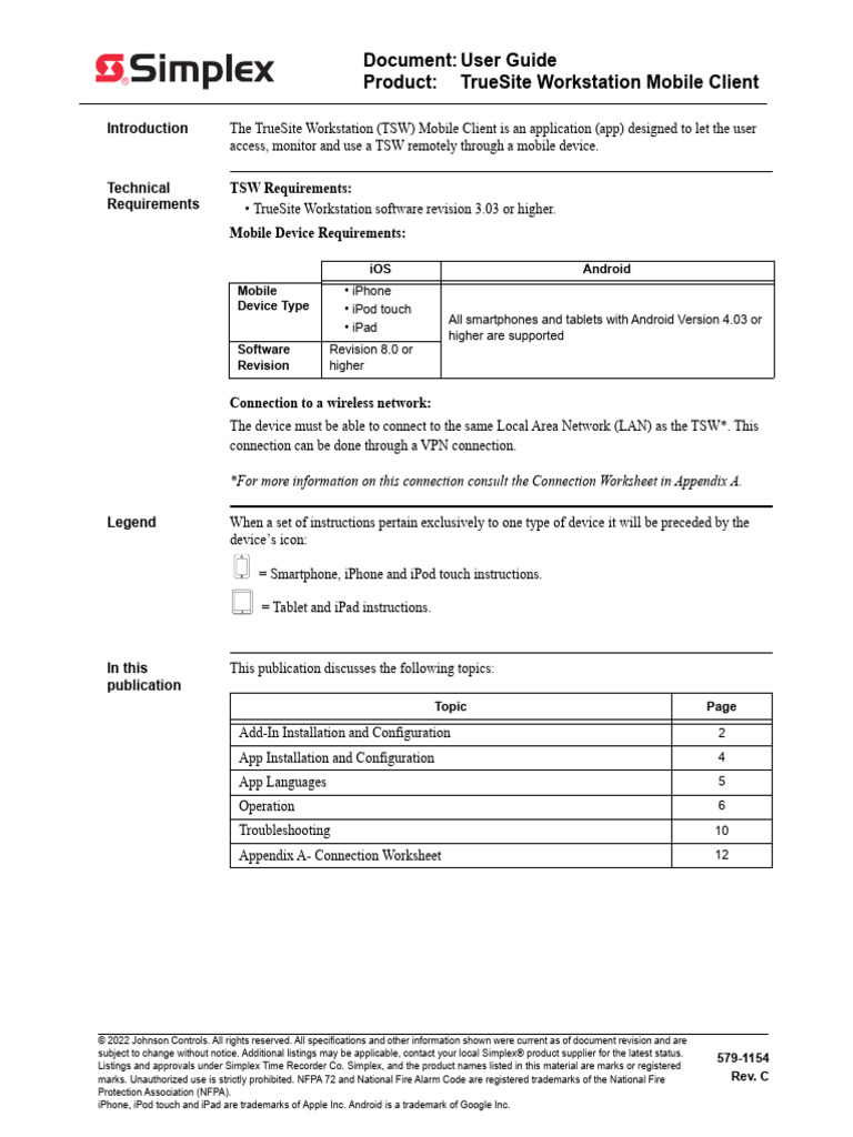 Document: User Guide Product: Truesite Workstation Mobile Client | PDF