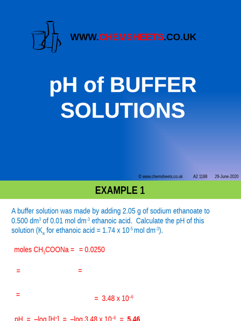 Chemsheets A2 1188 PH of Buffer Solutions | PDF