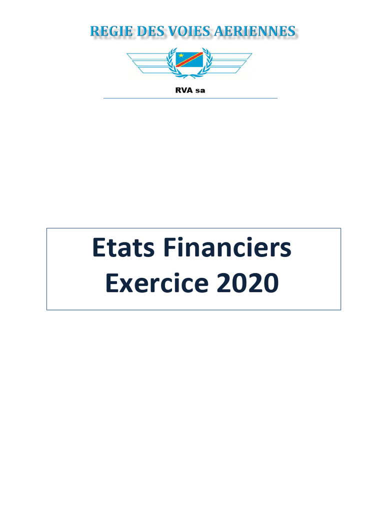 Etats Financiers Rva Sa 2020 | PDF