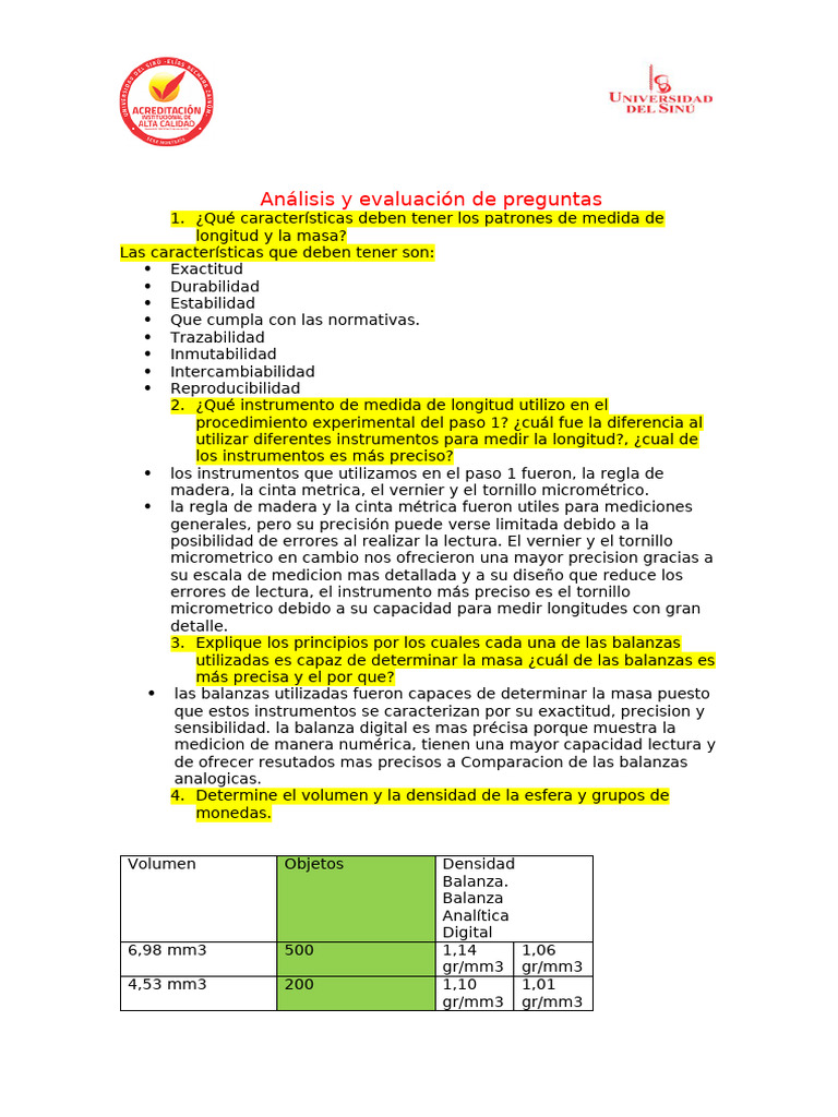 laboratorio 2, mediciones de longitud y masa | PDF