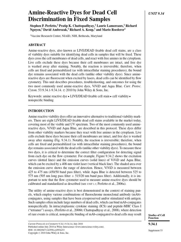 Amine Reactive Dye | PDF | Flow Cytometry | Staining