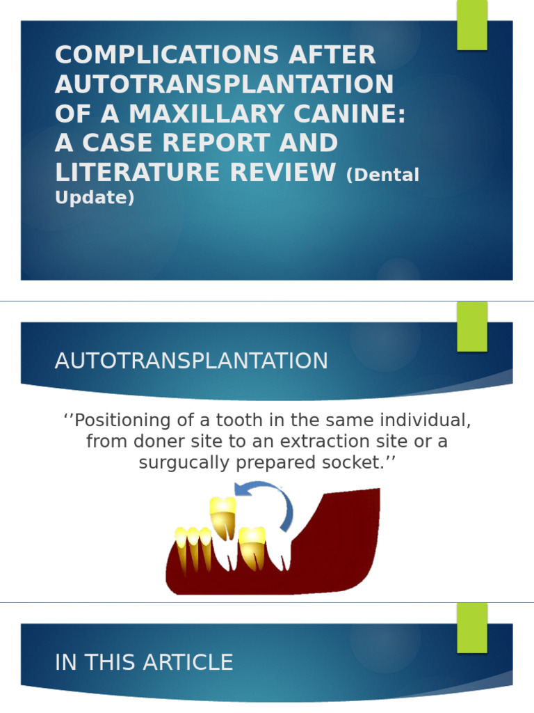 Autotransplantation Case DU Report | PDF