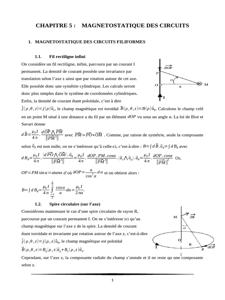 Chap 5 - Magnétostatique Des Circuits | PDF