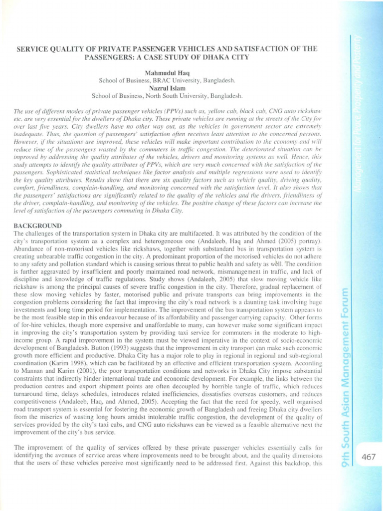 Service Quality of Private Passenger Vehicles and Satisfaction of The ...