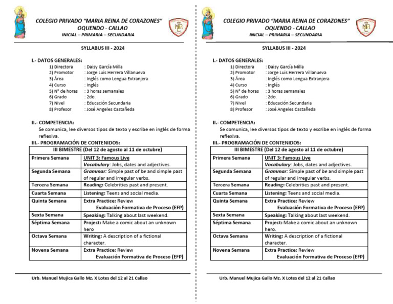 Inglés Syll Iii 2S | PDF