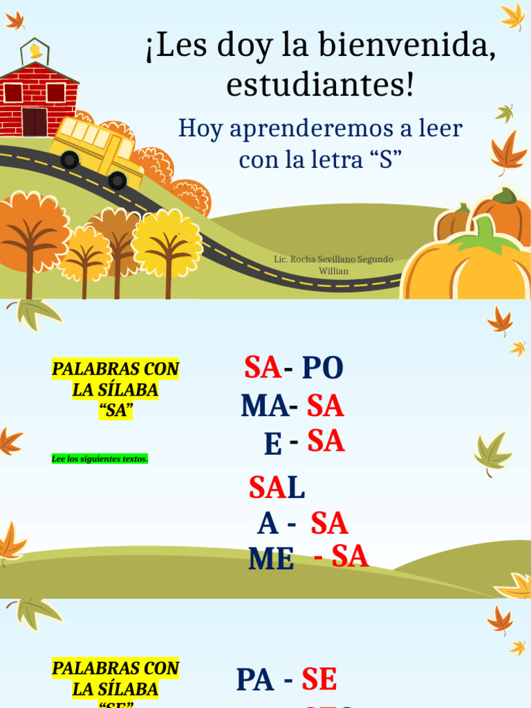 Aprendamos a Leer con la Letra "S" | PDF