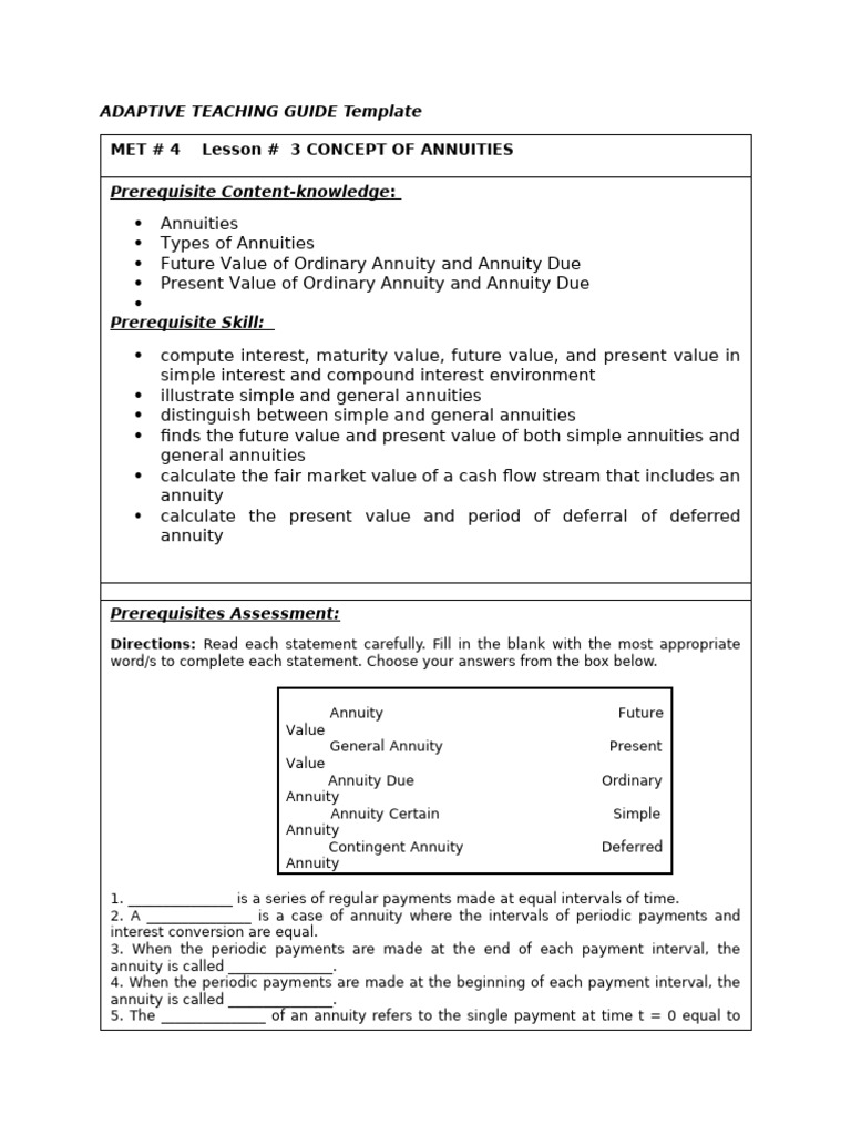 ADAPTIVE TEACHING GUIDE Template | PDF