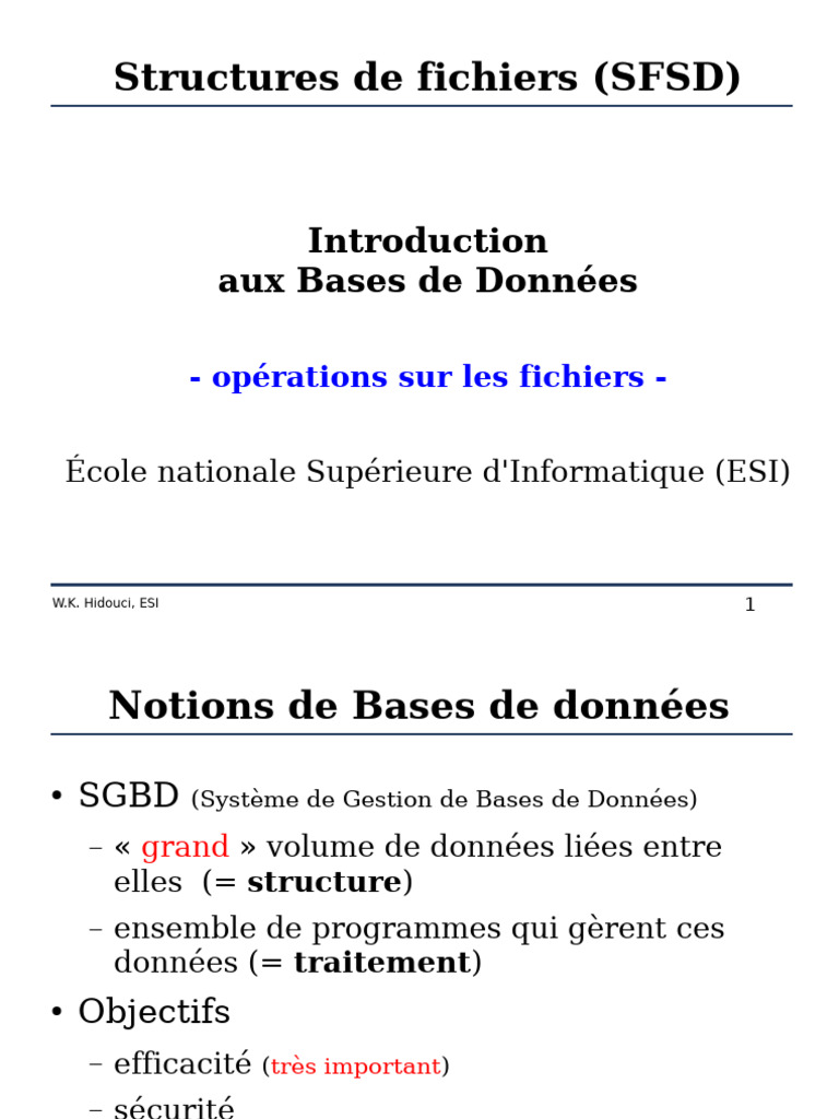 Introduction aux Bases de Données SGBD | PDF | Bases de données ...