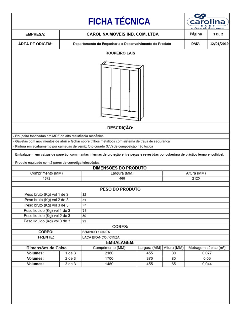 Ficha Tecnica Lais 4 Pts | PDF