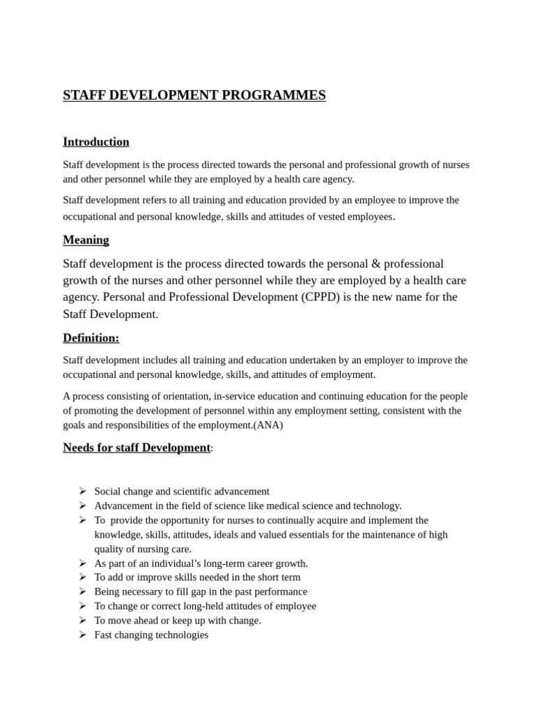 Assignment On Staff Development Programme | PDF