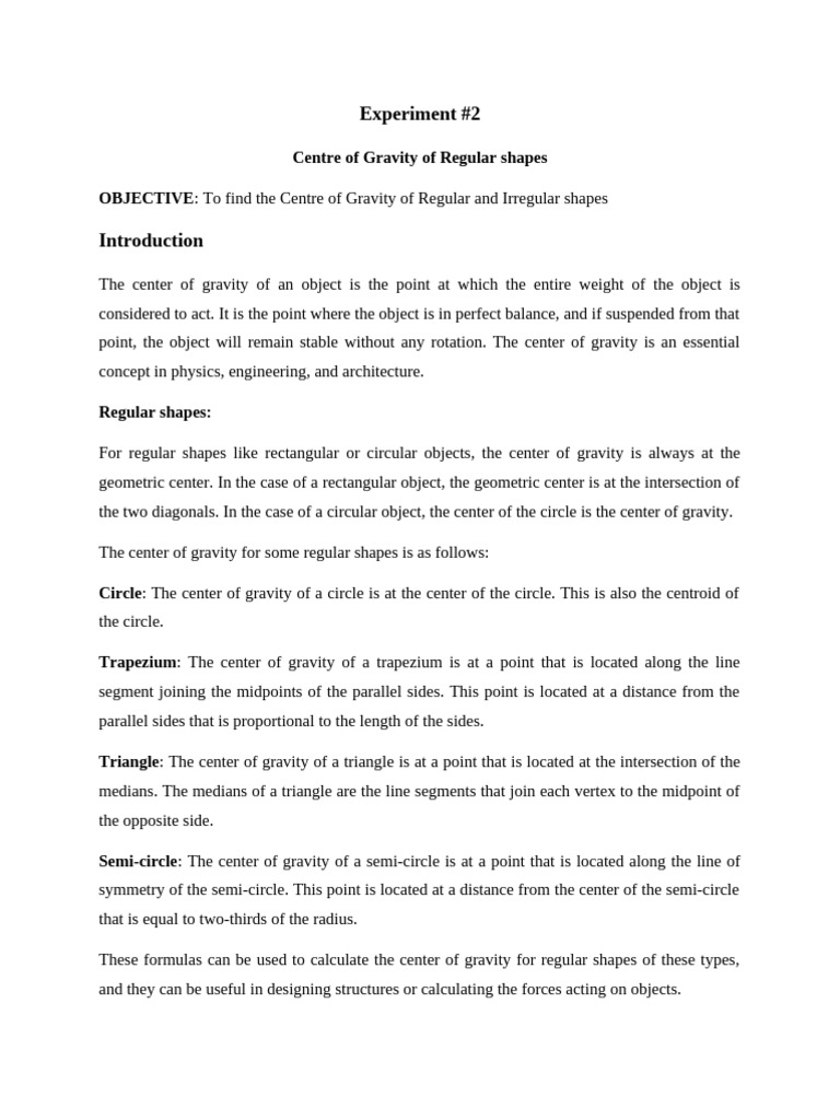 Experiment No2 Center of Gravity | PDF | Triangle | Euclidean Geometry