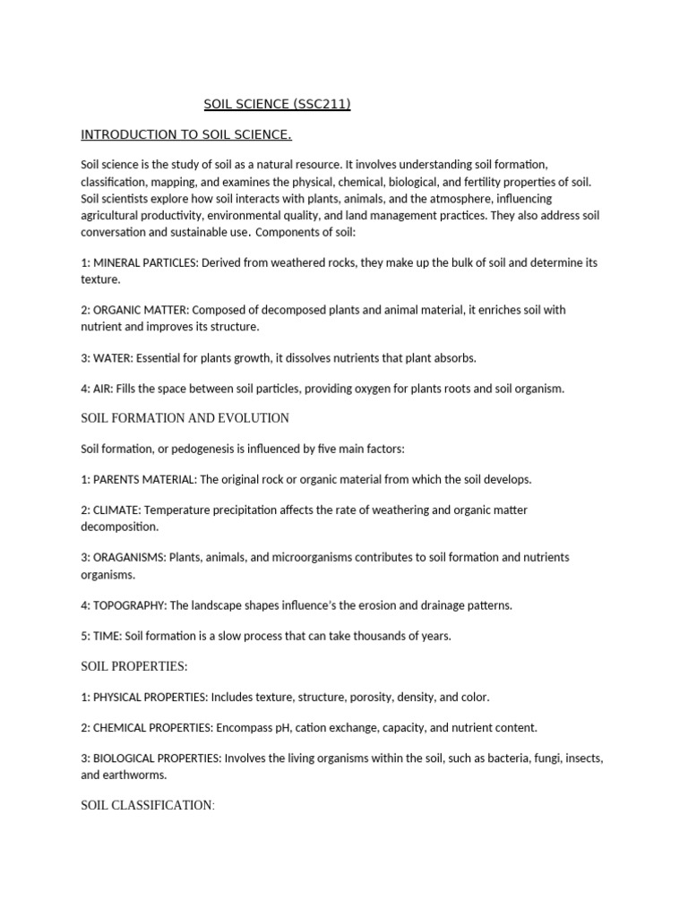 Soil Science (SSC211) | PDF