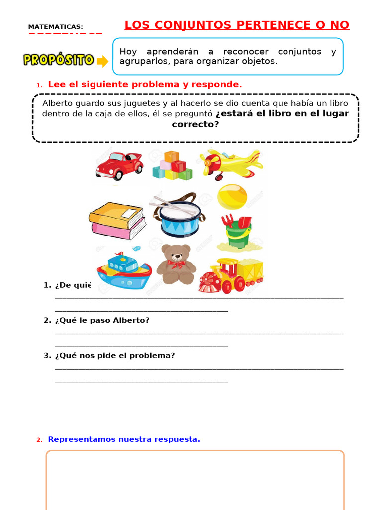 U3 S4 FICHA D4 MAT LOS CONJUNTOS PERTENECE O NO PERTENECE | PDF