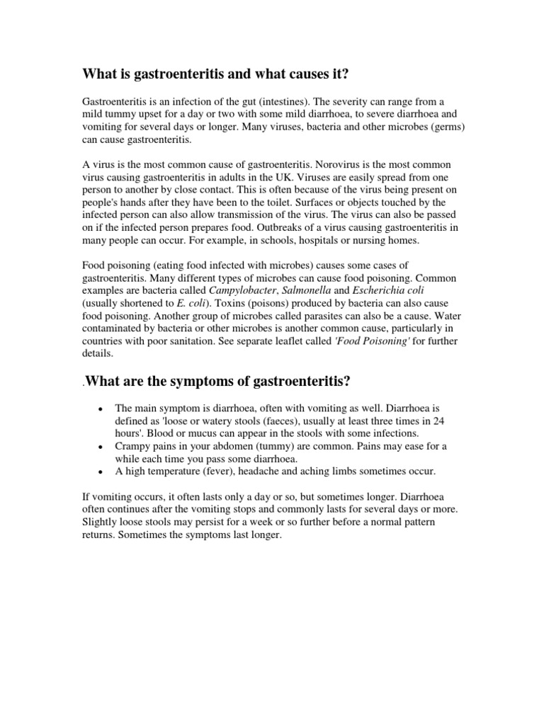 Understanding Gastroenteritis Causes & Symptoms | PDF | Wellness