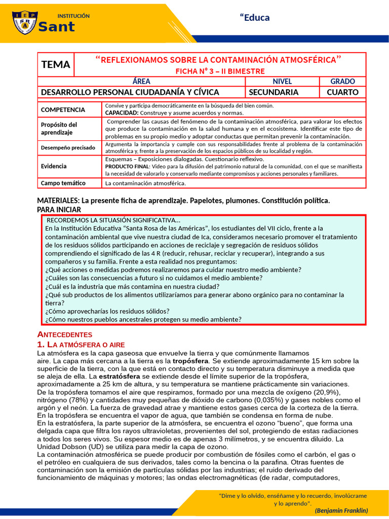 DPCC 4° - Ficha #3 - Ii Bim | PDF