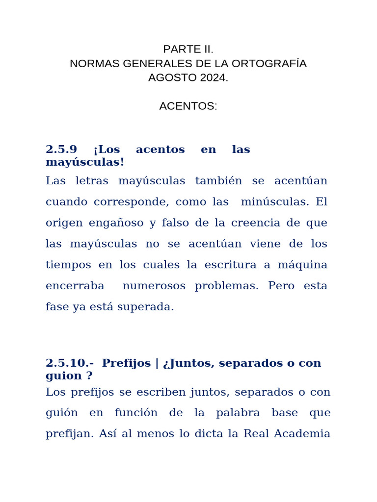 Parte Ii Normas Generales de La Ortografía Agosto 2024. | PDF | Palabra ...