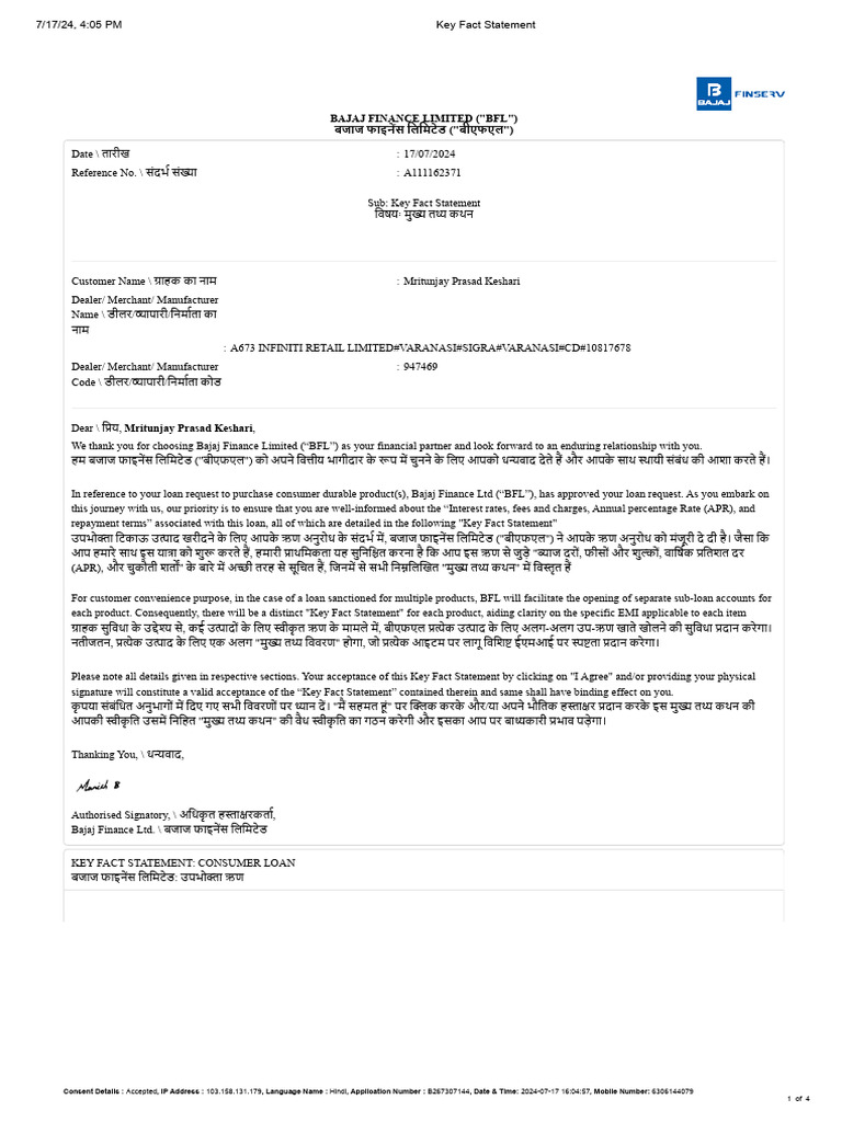 Key Fact Statement_1724535805412 | PDF