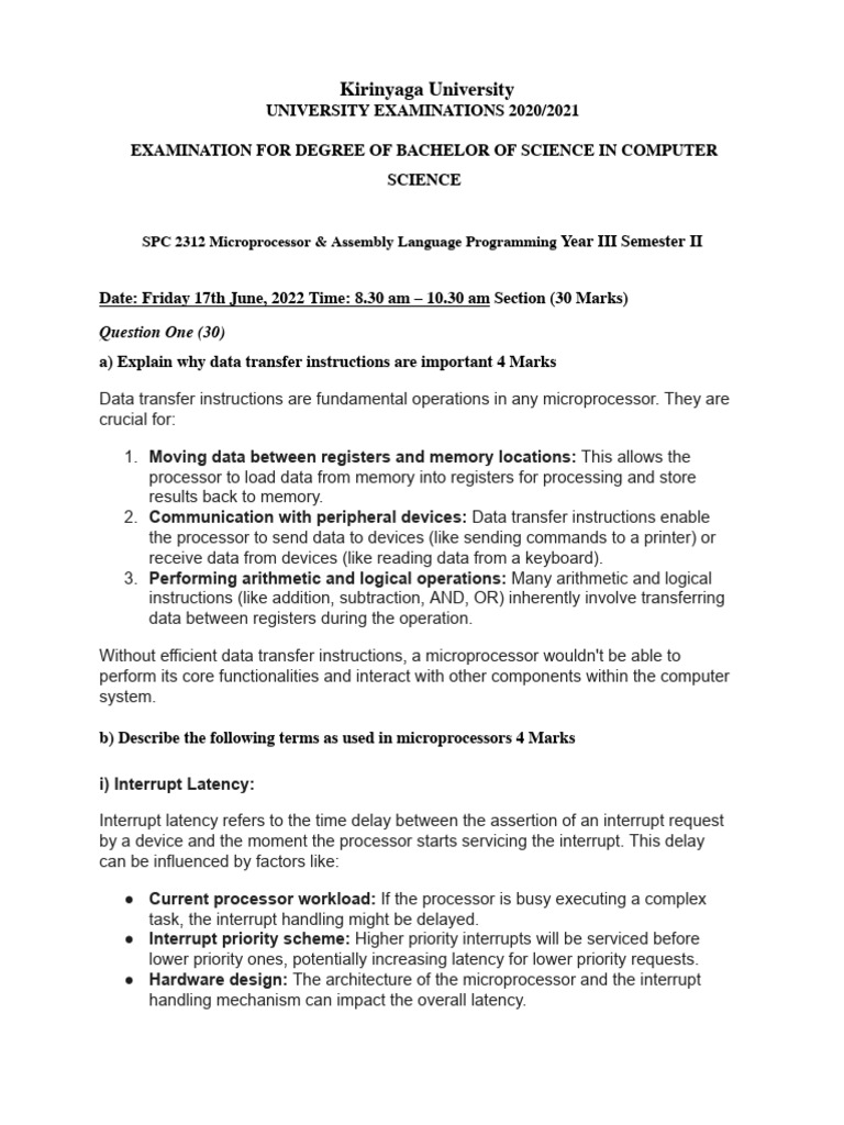 Answers 2 Microprocessor And Assembly Language Programming Year Iii