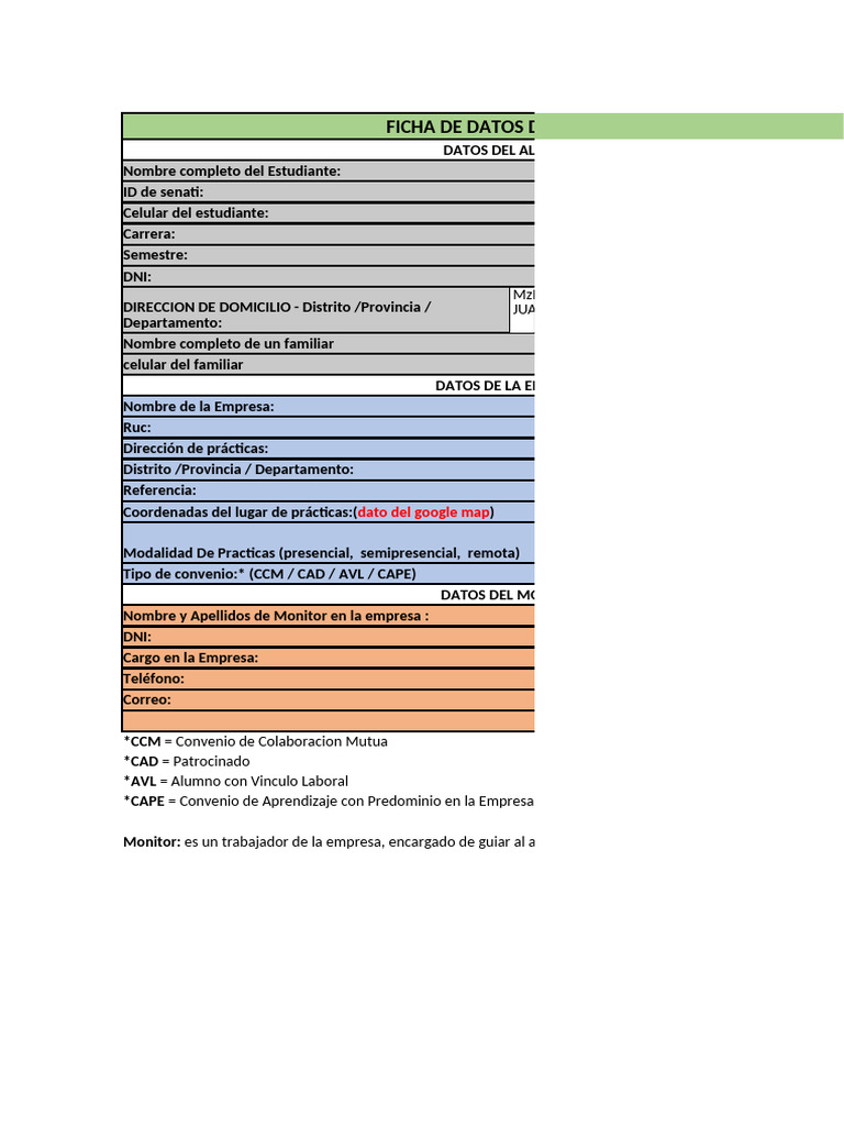 Ficha de Datos. - Excel Julca Melissa | PDF