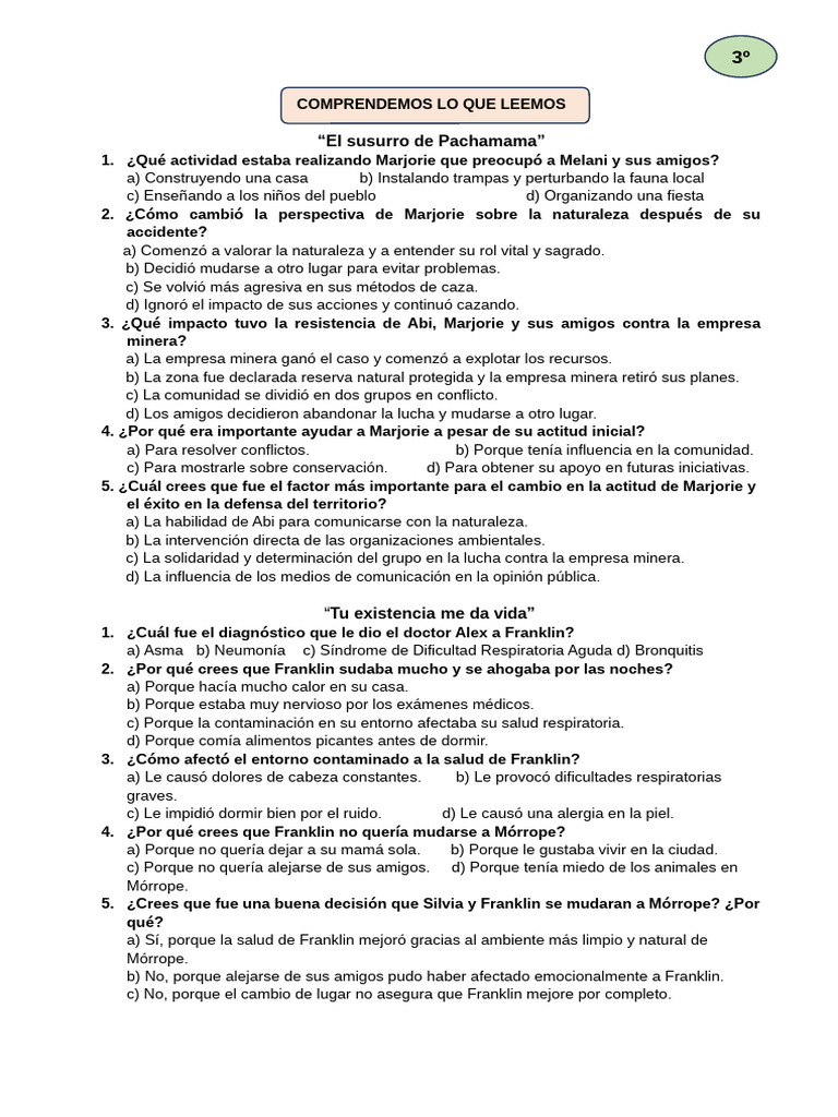 Comprendemos Lo Que Leemos-3º | PDF