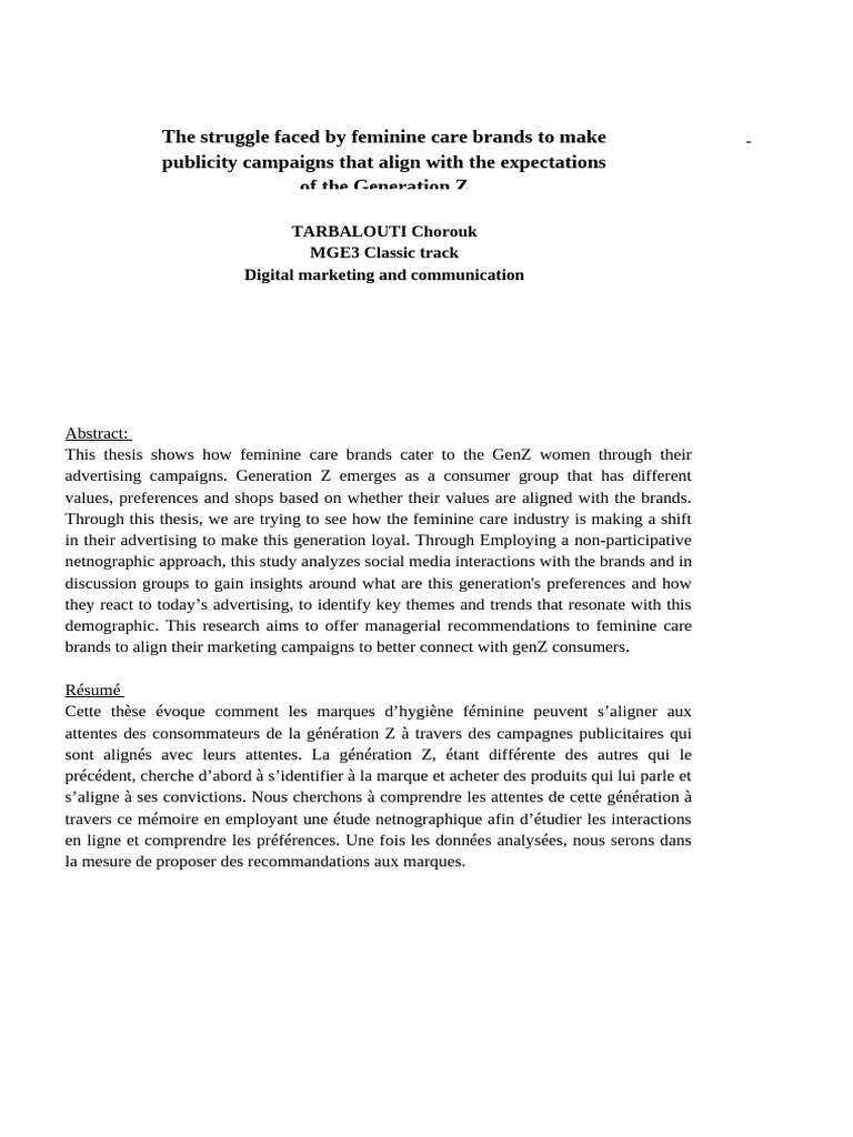 Final Thesis Paper Femcare | PDF