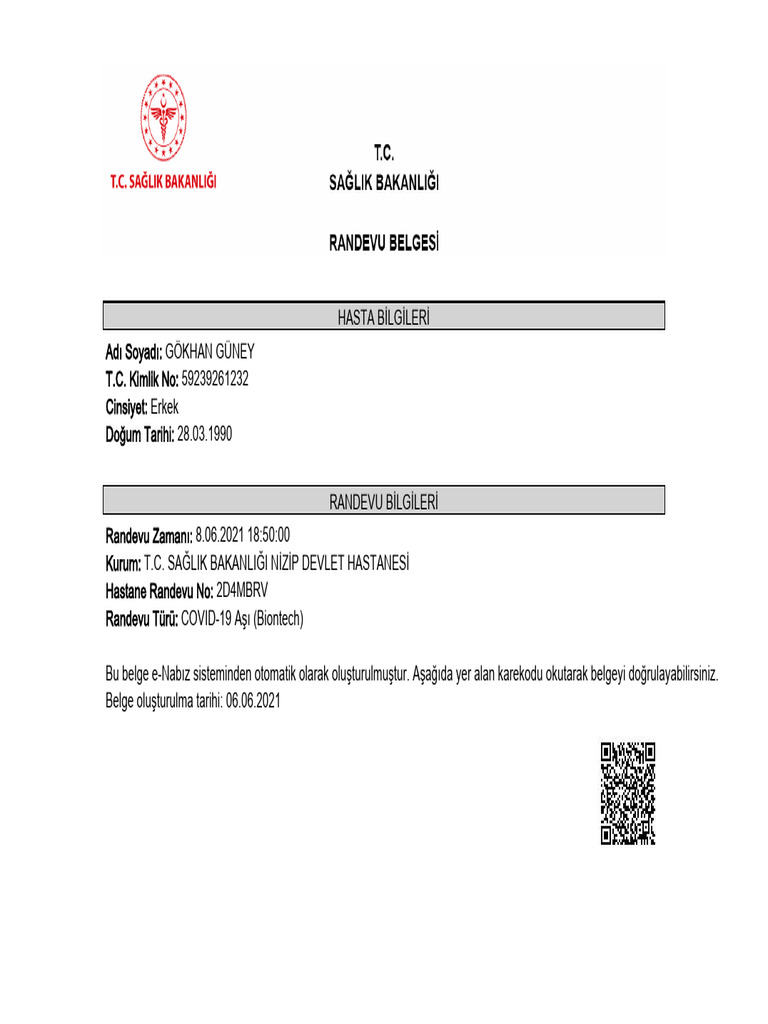 Covid 19 Randevu | PDF