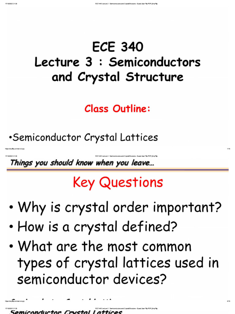 ECE 440 Lecture 2 - Semiconductors and .. | PDF