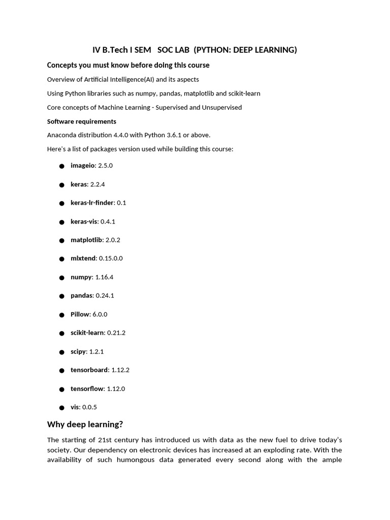 Deep Learning Lab Manual | PDF