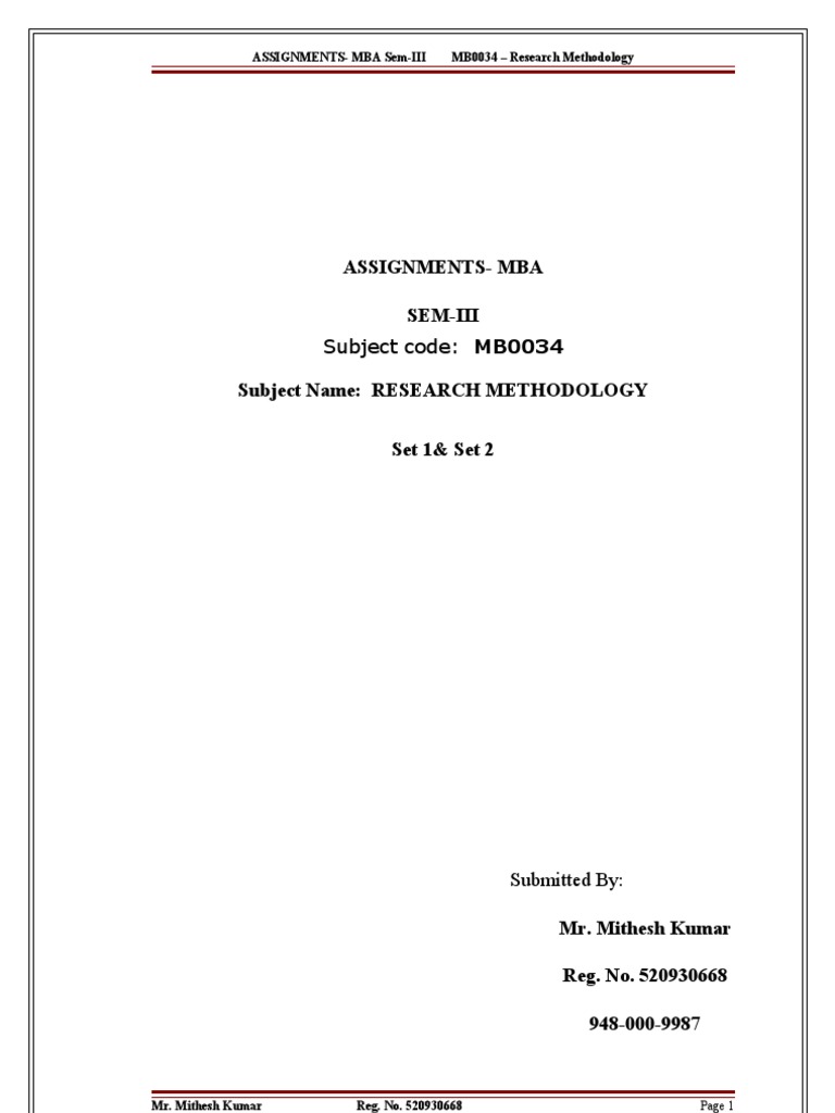 Assignments-Mba Sem-Iii: Subject Code: MB0034 | PDF | Statistical ...