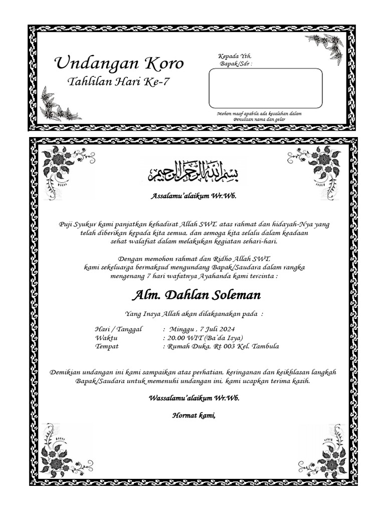 Undangan Koro Aman | PDF