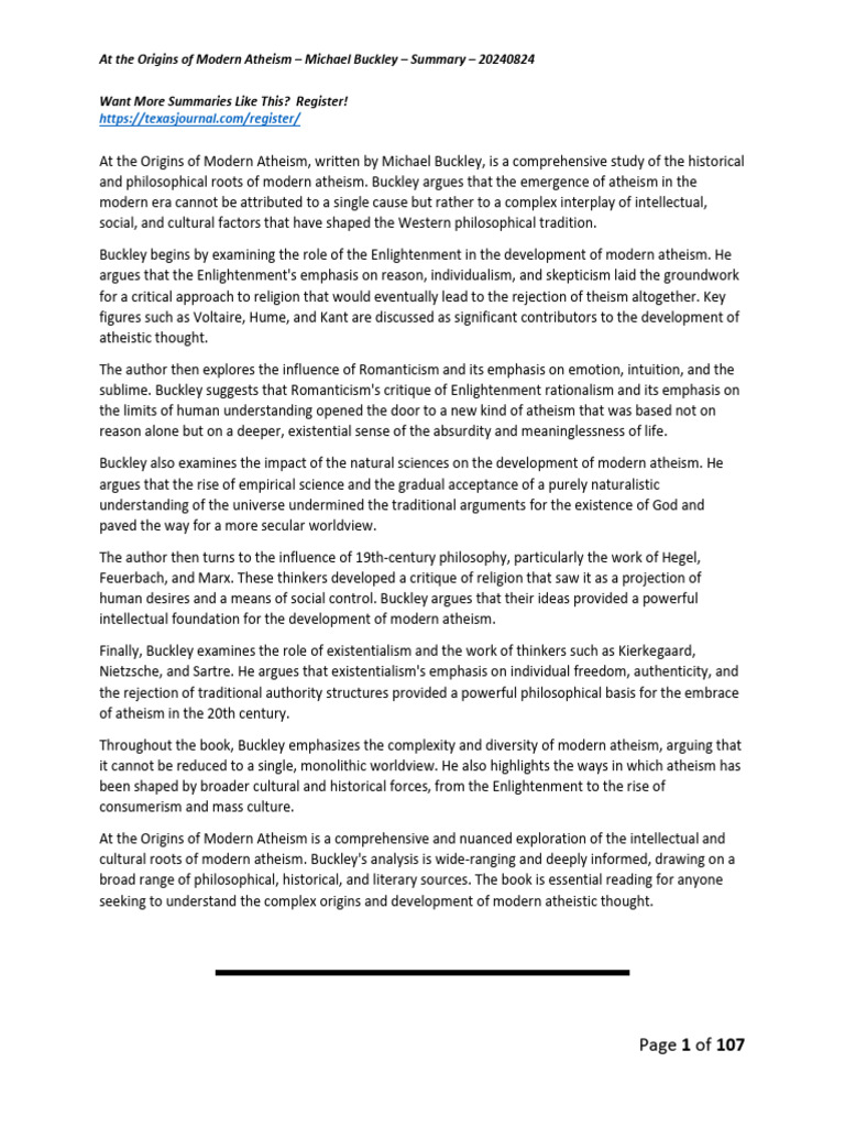 At The Origins of Modern Atheism | PDF | Atheism | Skepticism