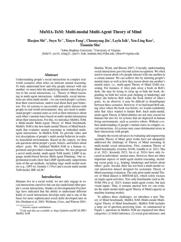 MuMA-ToM Multi-Modal Multi-Agent Theory of Mind | PDF