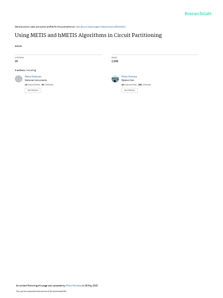 Using METIS and hMETIS Algorithms in Circuit Parti | PDF