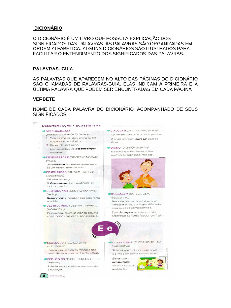 Ficha Gênero Textual Verbete Diocionário | PDF